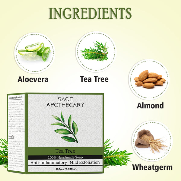 Tea Tree Handmade Bath Soap-(PACK OF 3X100GM) – Sage Apothecary